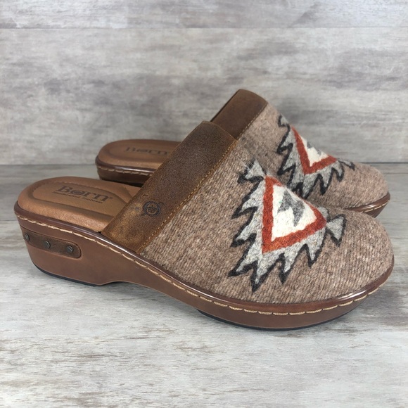 Born | Shoes | New Born Bandy Clog Leather And Woven Fabric Glazed ...